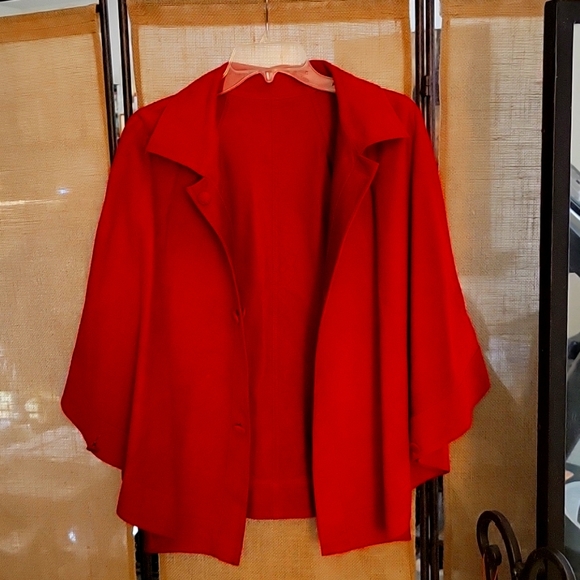 Jackets & Coats | Red Reversible Leather Suede Cape Made And Bought In ...